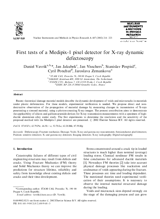 (PDF) First tests of a Medipix-1 pixel detector for X-ray dynamic ...