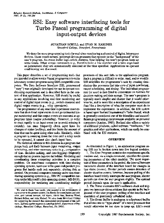 (PDF) ESI: Easy software interfacing tools for Turbo Pascal programming of digital input-output ...
