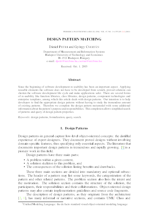 (PDF) DESIGN PATTERN MATCHING