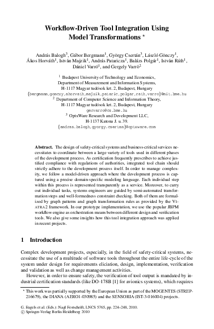 (PDF) Workflow-Driven Tool Integration Using Model Transformations