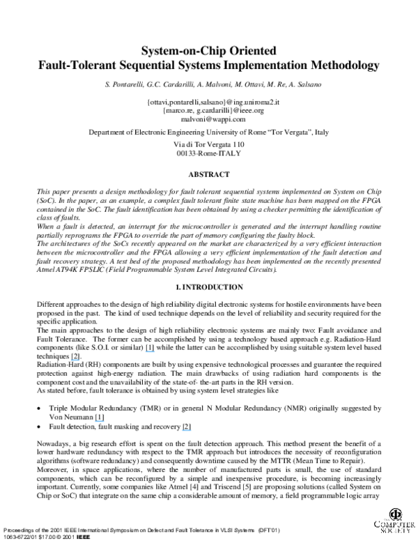 (PDF) System-on-Chip Oriented Fault-Tolerant Sequential Systems Implementation Methodology