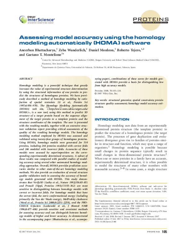 (PDF) Assessing model accuracy using the homology modeling automatically software