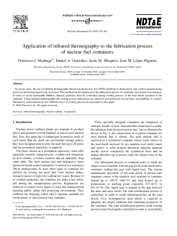 (PDF) Application of infrared thermography to the fabrication process ...