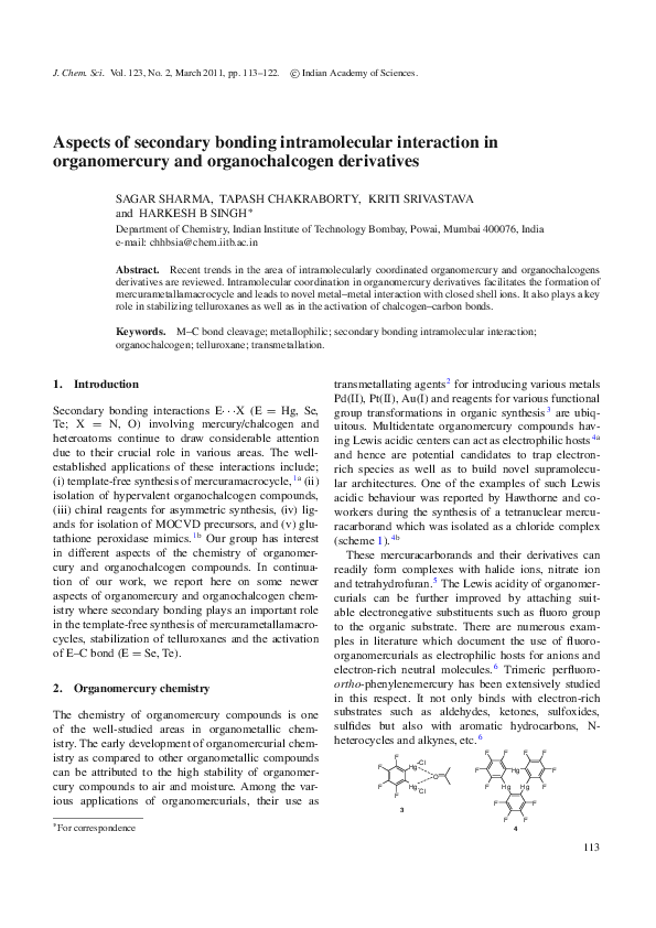 (PDF) Aspects of secondary bonding intramolecular interaction in ...