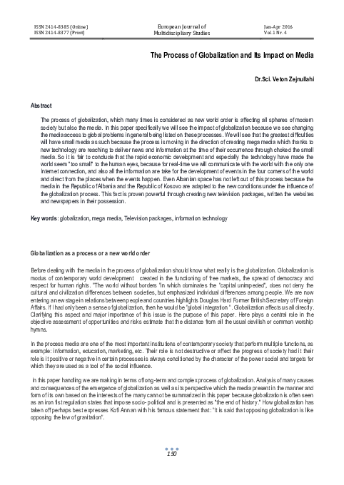 The Process of Globalization and Its Impact on Media