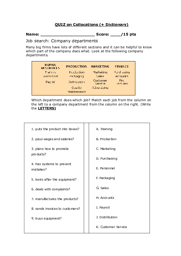 (DOC) Collocations Quiz