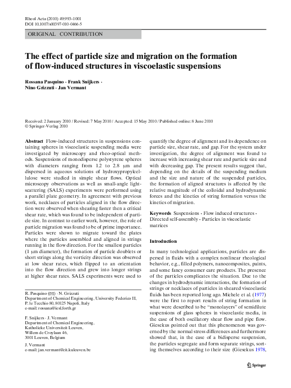 (PDF) The effect of particle size and migration on the formation of flow-induced structures in ...