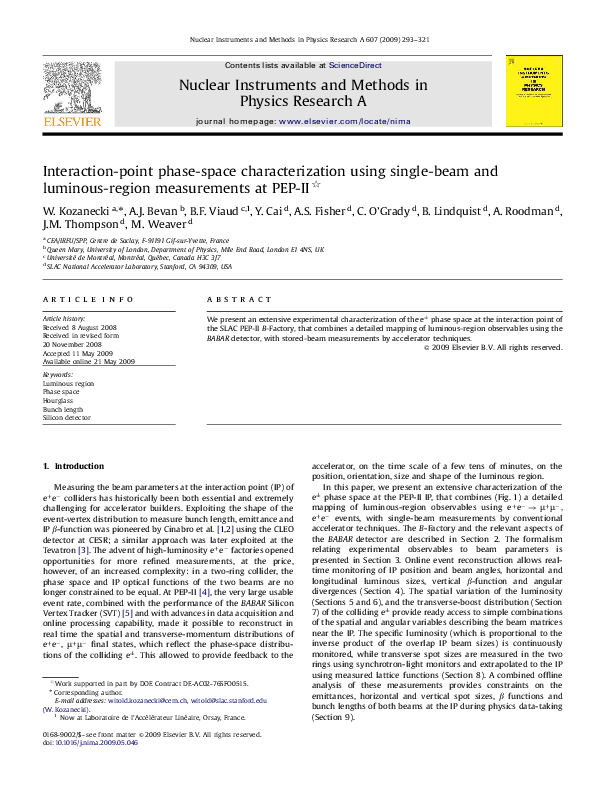(PDF) Interaction-point phase-space characterization using single-beam ...