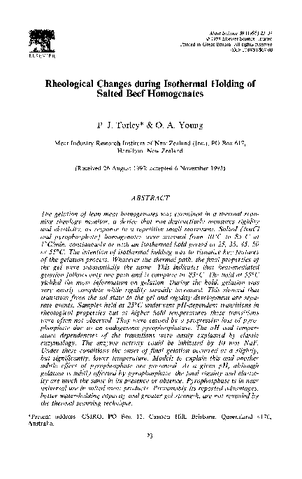 (PDF) Rheological changes during isothermal holding of salted beef ...