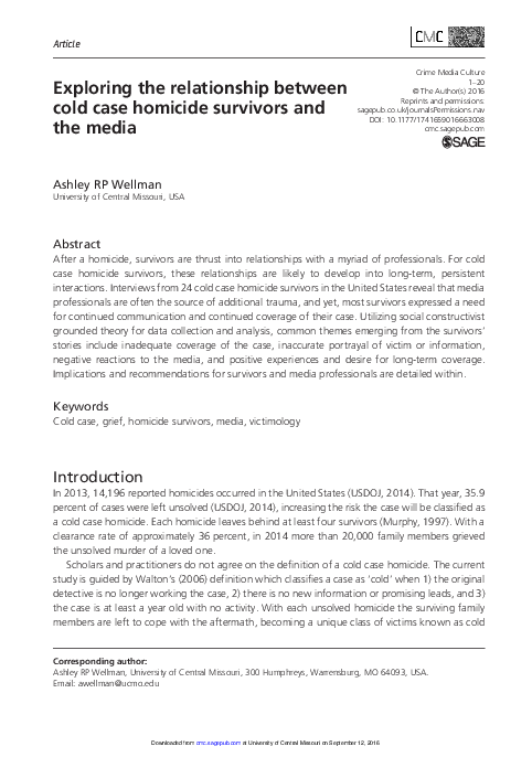 (PDF) Exploring the relationship between cold case homicide survivors ...