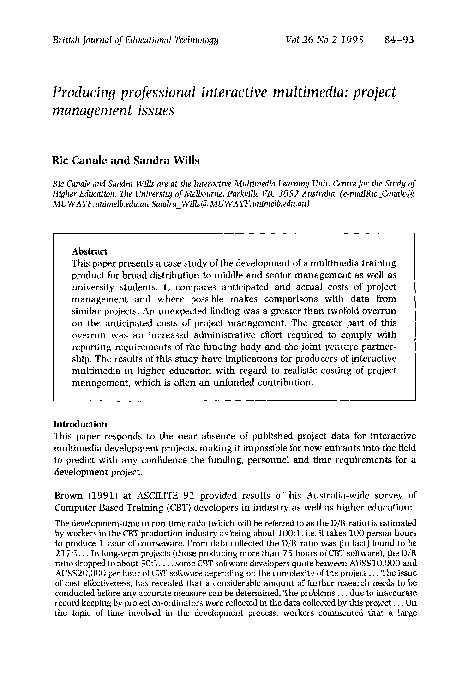 (PDF) Producing professional interactive multimedia: project management ...