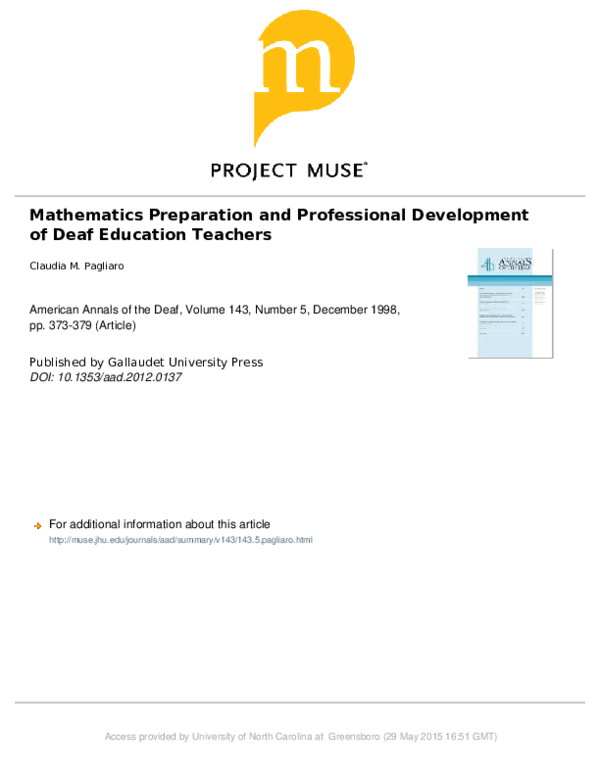 (PDF) Improving Math Skills in Deaf Education Teachers
