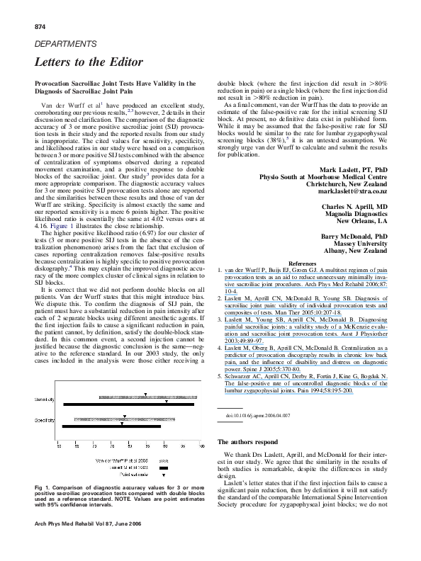 (PDF) Provocation Sacroiliac Joint Tests Have Validity in the Diagnosis ...