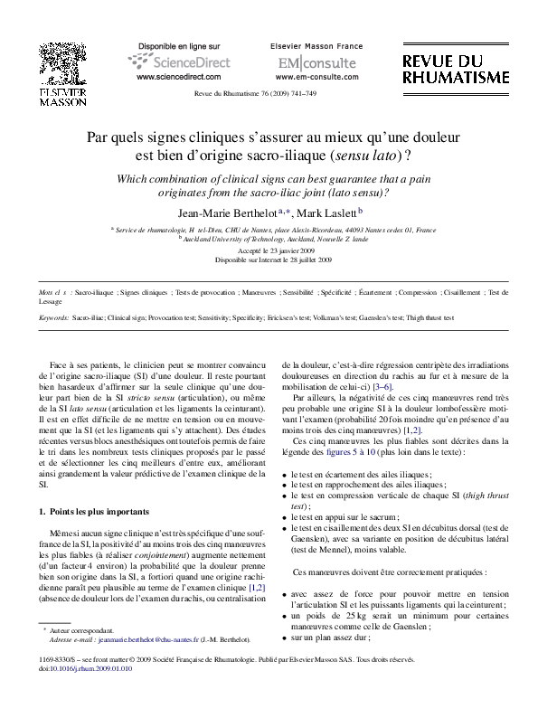 (PDF) Par quels signes cliniques s’assurer au mieux qu’une douleur est ...