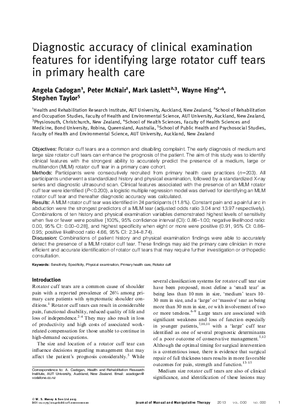 (PDF) Diagnostic accuracy of clinical examination features for ...