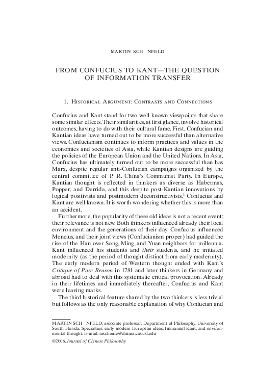 (PDF) The information transfer from Confucius to Kant