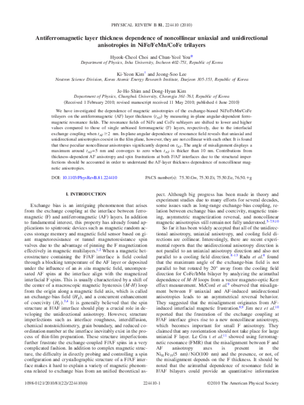 (PDF) Antiferromagnetic layer thickness dependence of the IrMn/Co ...