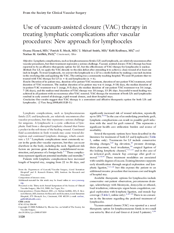 (PDF) Use of vacuum-assisted closure (VAC) therapy in treating ...
