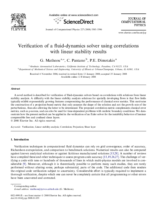 (PDF) Verification of a fluid-dynamics solver using correlations with linear stability results
