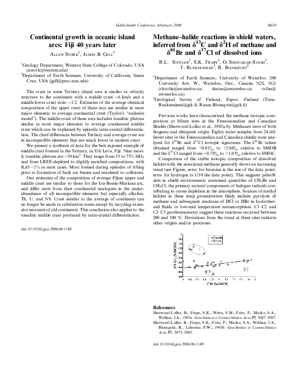 (PDF) Methane–halide reactions in shield waters, inferred from δ 13C ...