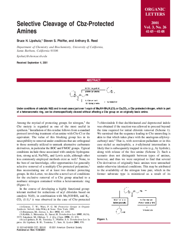 (PDF) Selective Cleavage of Cbz-Protected Amines