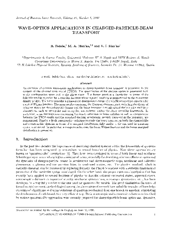 (PDF) Wave-optics applications in charged-particle-beam transport