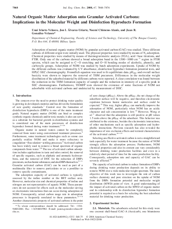 (PDF) Natural Organic Matter Adsorption onto Granular Activated Carbons: Implications in the ...