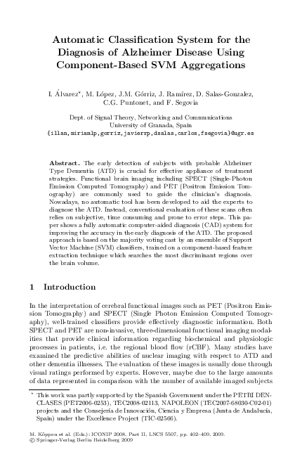 (PDF) Automatic Classification System for the Diagnosis of Alzheimer Disease Using Component ...