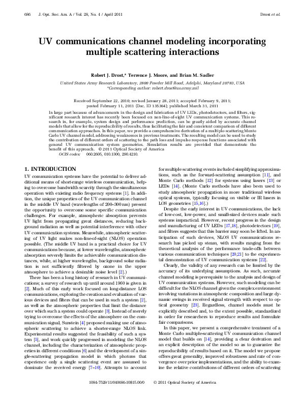 (PDF) UV communications channel modeling incorporating multiple ...