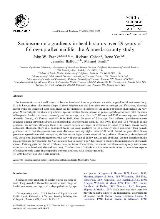 (PDF) Socioeconomic gradients in health status over 29 years of follow ...