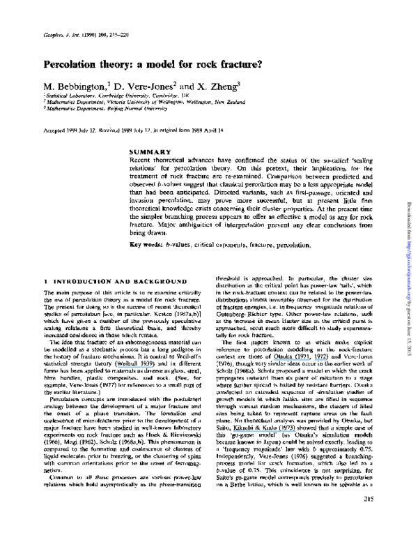 (PDF) Percolation Theory: A Model For Rock Fracture?