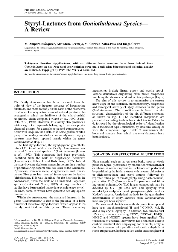 (PDF) Styryl-lactones from Goniothalamus species— A review