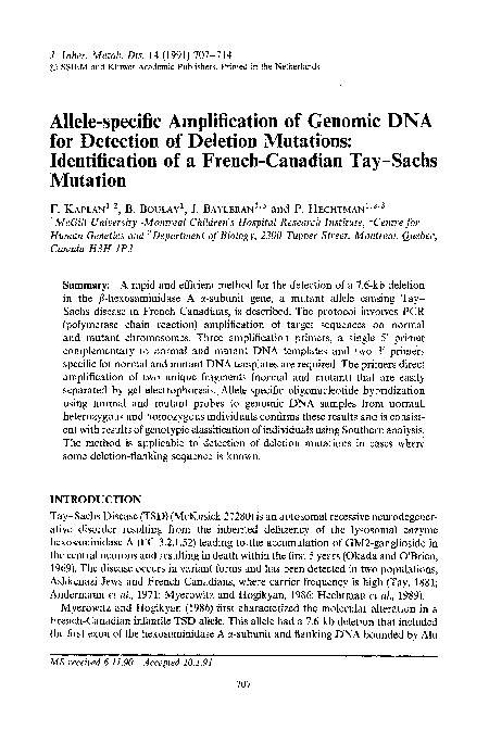 (PDF) Allele-specific amplification of genomic DNA for detection of ...