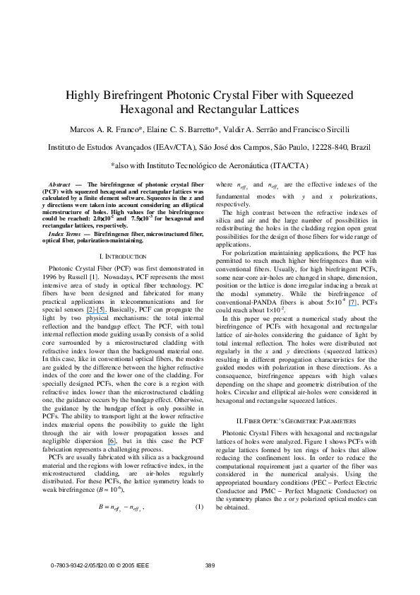(PDF) Highly birefringent photonic crystal fiber with squeezed ...
