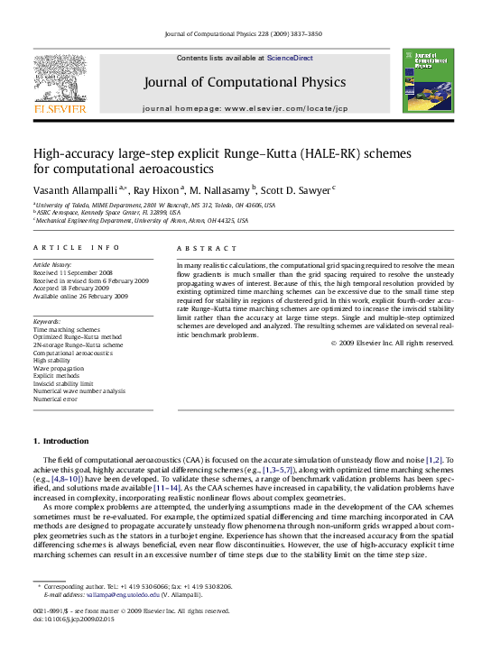 Pdf High Accuracy Large Step Explicit Rungekutta Hale Rk Schemes For Computational