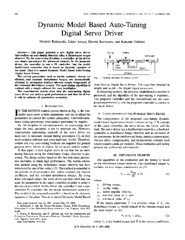 (PDF) Dynamic model based auto-tuning digital servo driver