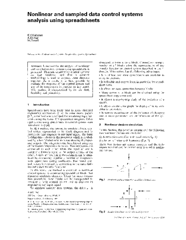 (PDF) Nonlinear and sampled data control systems analysis using spreadsheets