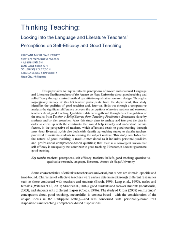 (PDF) Thinking Teaching: Looking into the Language and Literature ...