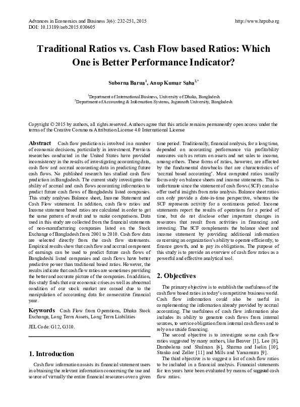 (PDF) Traditional Ratios vs. Cash Flow based Ratios: Which One is ...