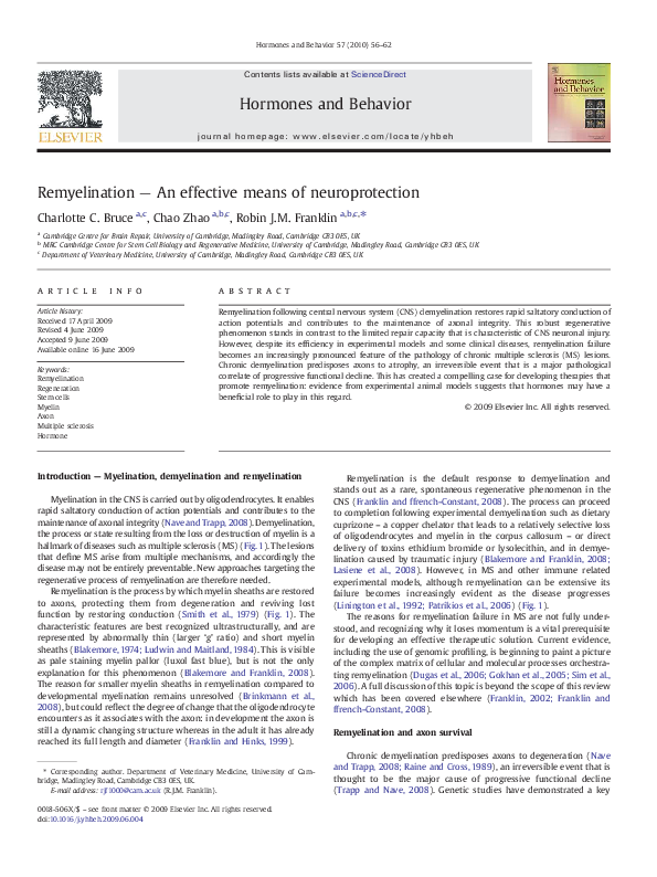 (PDF) Remyelination — An effective means of neuroprotection