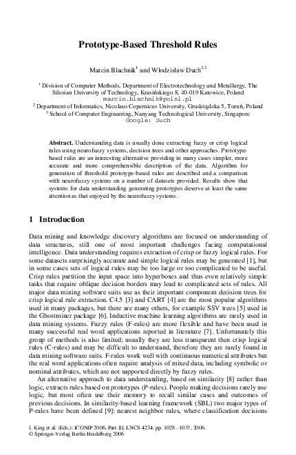 (PDF) Prototype-Based Threshold Rules