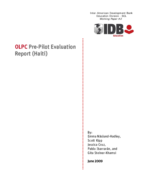 (PDF) OLPC Pre-Pilot Evaluation Report (Haiti
