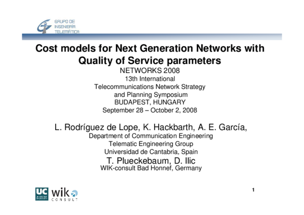 (PDF) Cost models for Next Generation Networks with Quality of Service parameters