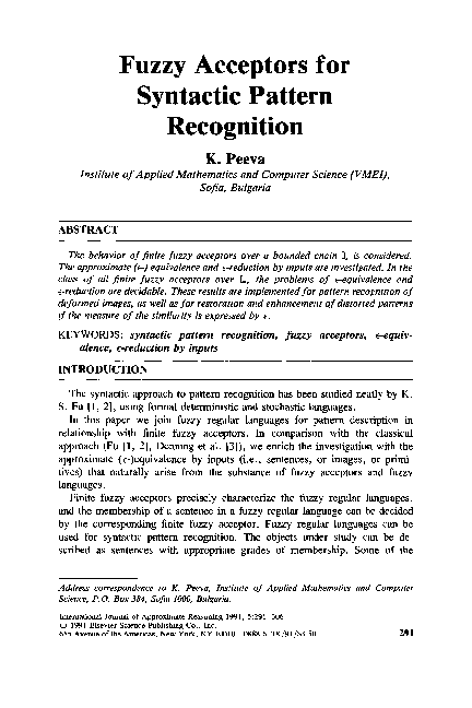 (PDF) Fuzzy acceptors for syntactic pattern recognition