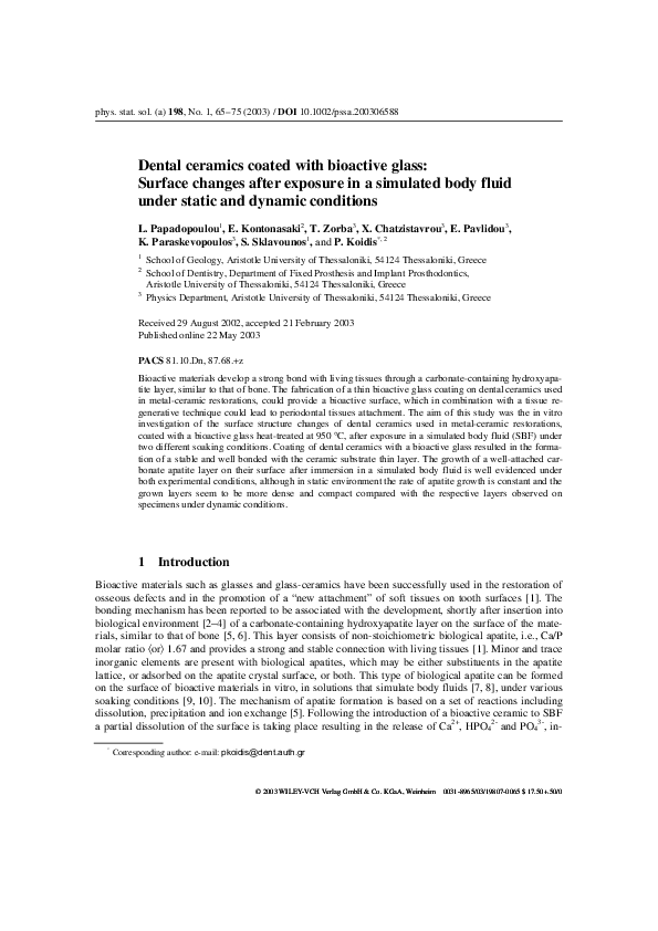 (PDF) Dental ceramics coated with bioactive glass: Surface changes ...