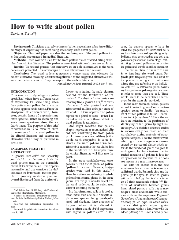 (PDF) How to write about pollen