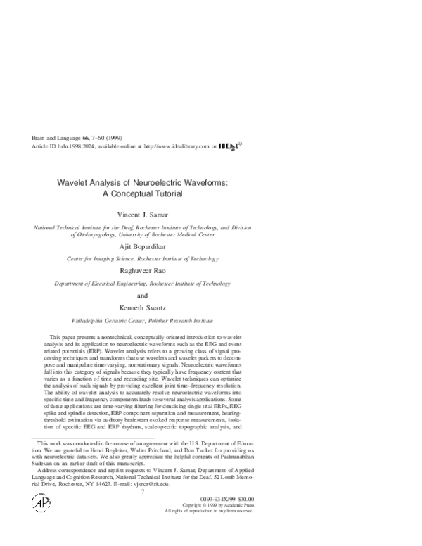 (PDF) Wavelet Analysis of Neuroelectric Waveforms: A Conceptual Tutorial