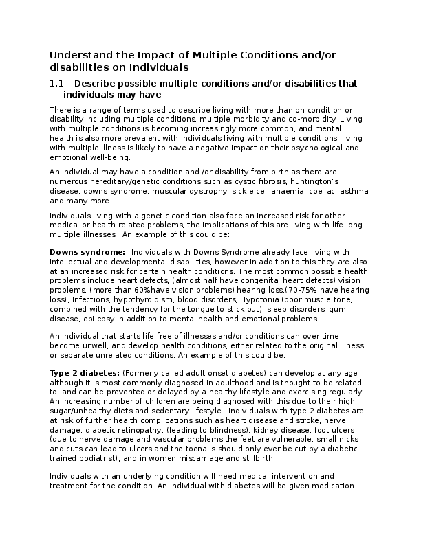 (DOC) Support individuals with multiple conditions