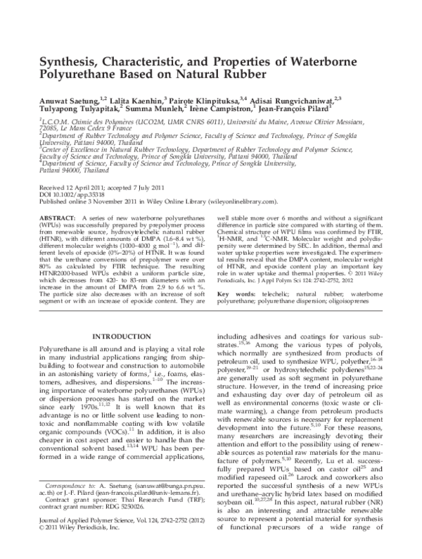 (PDF) Synthesis, characteristic, and properties of waterborne ...