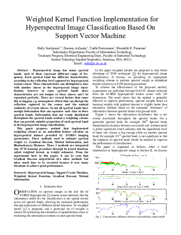 Pdf Weighted Kernel Function Implementation For Hyperspectral Image Classification Based On